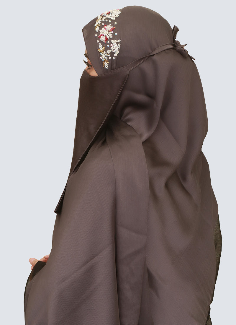 Pearl Embroidered Hijab Niqab Set - Dark Grey – My Ridah