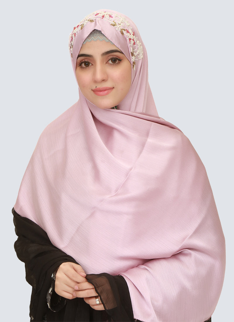 Pearl Embroidered Hijab Niqab Set - Pink – My Ridah