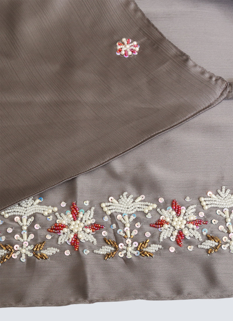 Pearl Embroidered Hijab Niqab Set - Light Grey – My Ridah