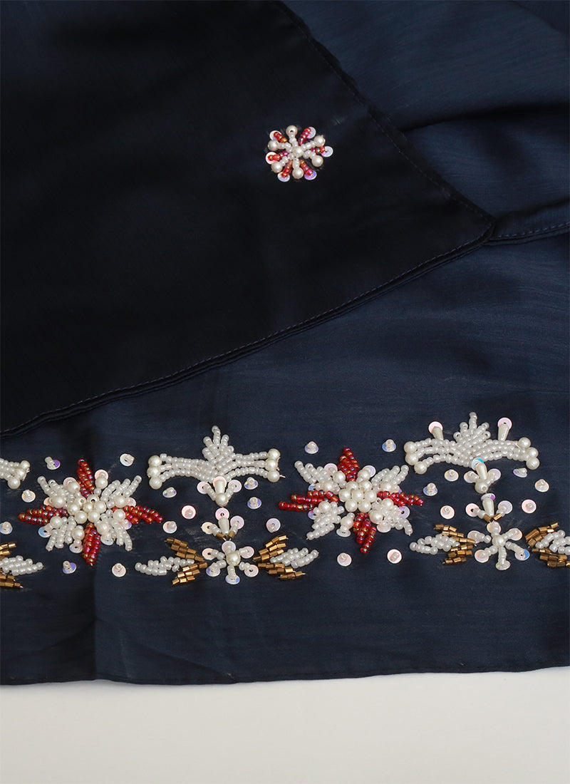 Pearl Embroidered Hijab Niqab Set - Navy – My Ridah
