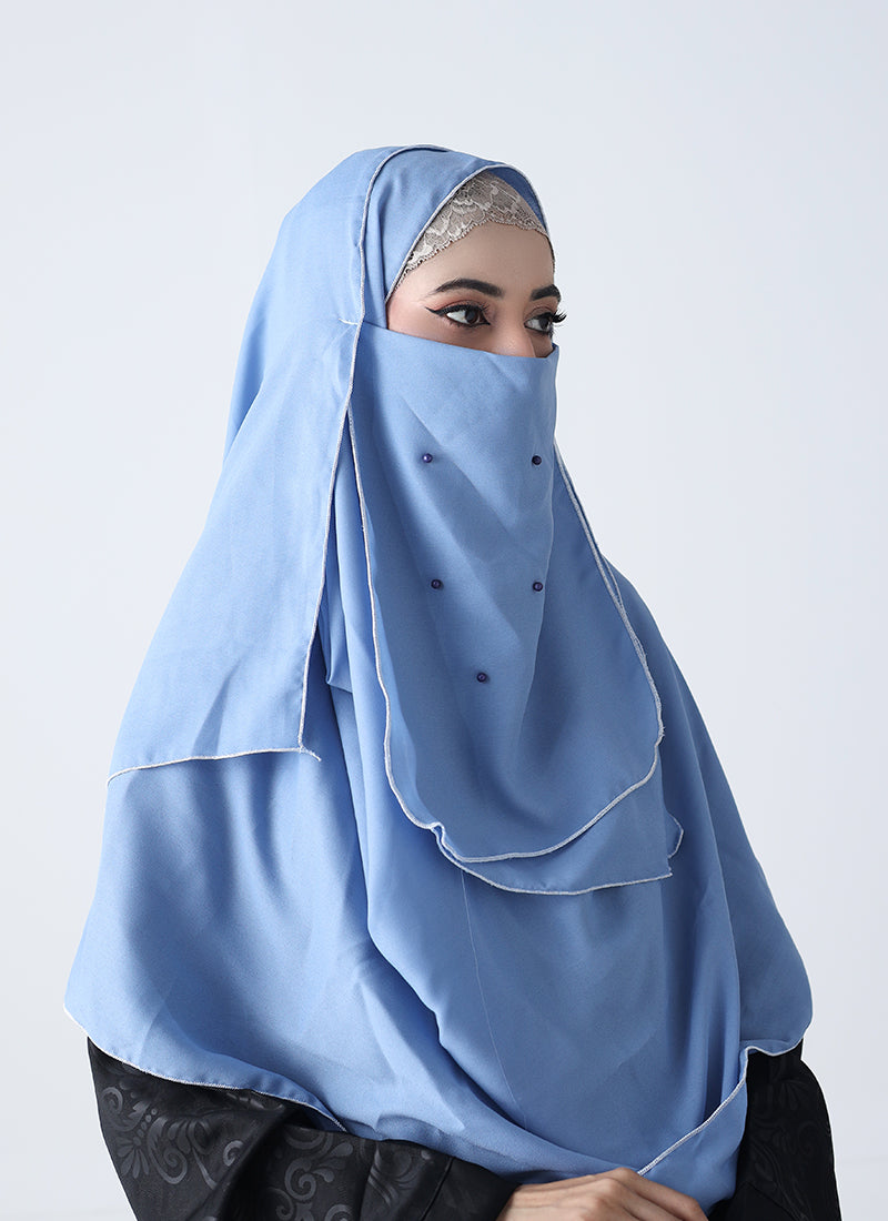 Double Loop Hijab With Pearl Niqab - Sky Blue – My Ridah