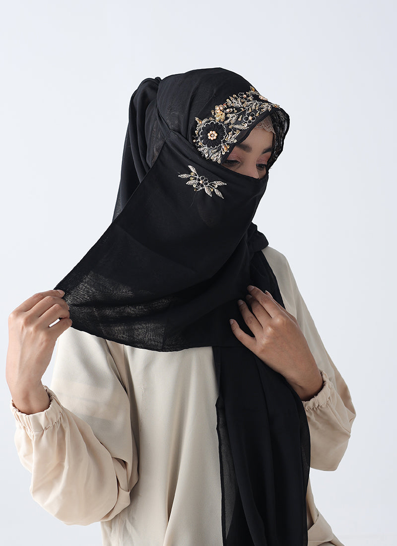 Fancy Embroidered Hijab Niqab Set – My Ridah